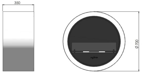 InFire - Závěsný BIO krb pr. 70 cm 3kW černá