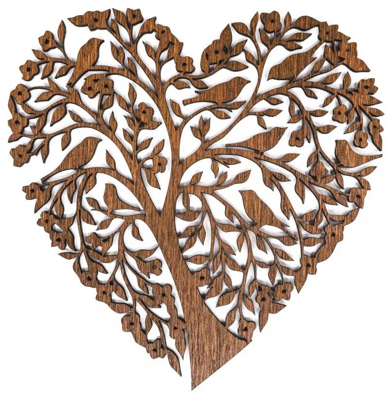 Dřevěný obraz na zeď - Zpívající srdce Barevný vzor: Dub, Rozměry Ø: 100