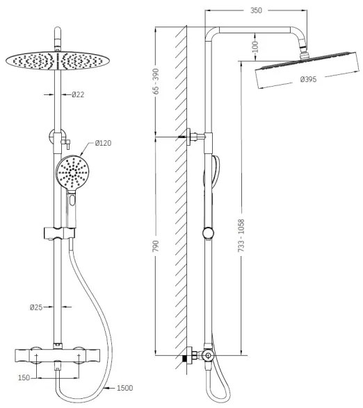 BATH DELUXE 31-120-13-63-00 - Sprchová sada s term baterií DRAGOR matná černá