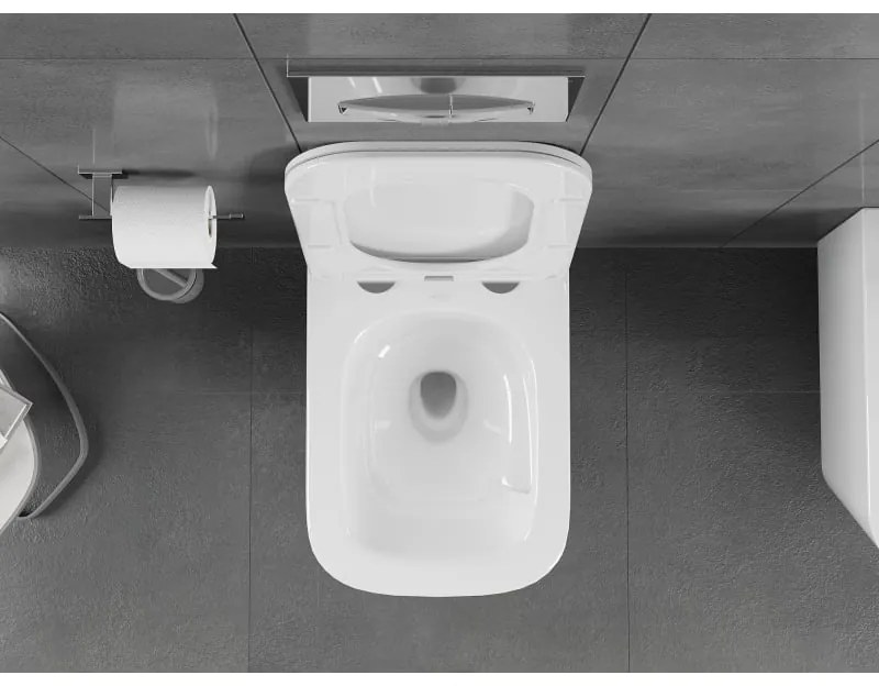 Mexen Teo, závěsná WC mísa 510x345x340 mm, Rimless Tornádo + WC sedátko z duroplastu, bílá lesklá, 30850600T