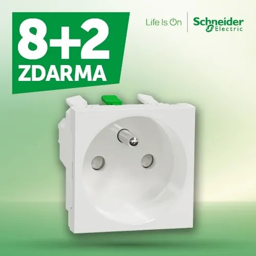 Schneider Electric Nová Unica zásuvka bezšroubová bílá NU305918E AKCE 8+2