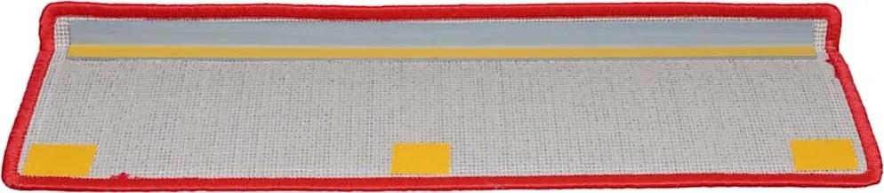 Schodové rohože 15 ks 65 x 21 x 4 cm červené s obdélníkovým okrajem 134582