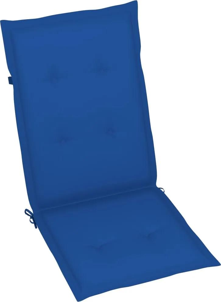 vidaXL Zahradní polohovací židle s poduškami 3 ks masivní akácie [3064738] Barva: Modrá