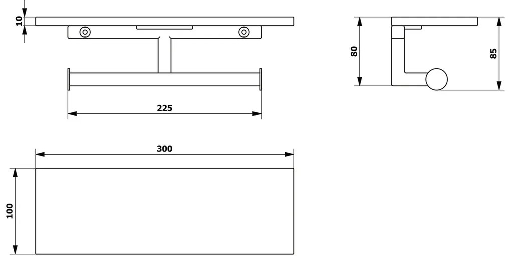 SAPHO Ska425 Ska dvojitý držák toaletního papíru s poličkou 30 x 8 x 10 cm, černá mat/dub