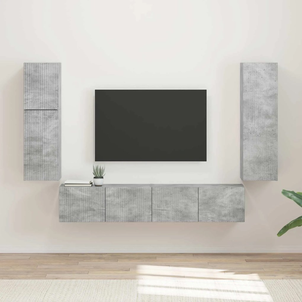 Sestava TV skříněk 4 ks Betonově šedá Kompozitní dřevo 3409036