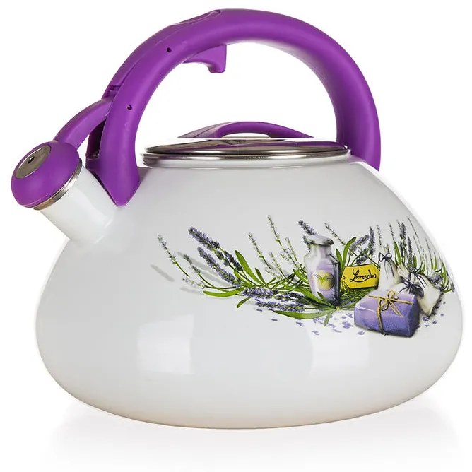 Smaltovaná pískací konvice LAVENDER 3 l