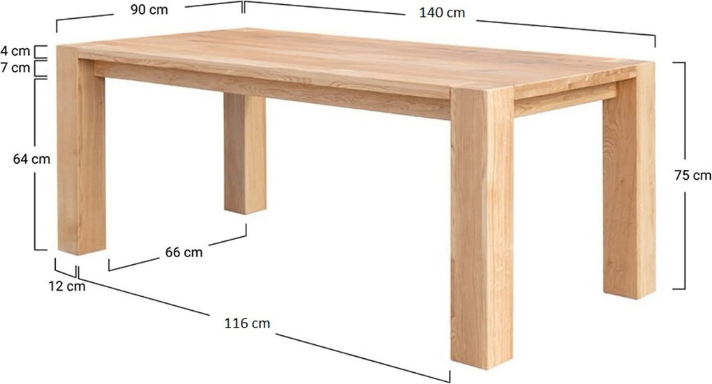 Massivo.cz Jídelní stůl Siena 140×90 cm, dub, masiv