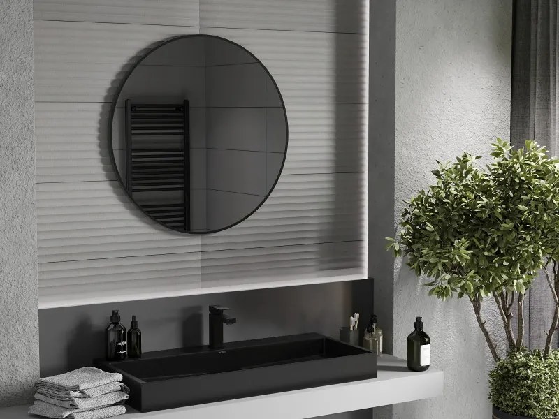 Mexen Loft kulaté koupelnové zrcadlo 80 cm, černý rám - 9850-080-080-000-70
