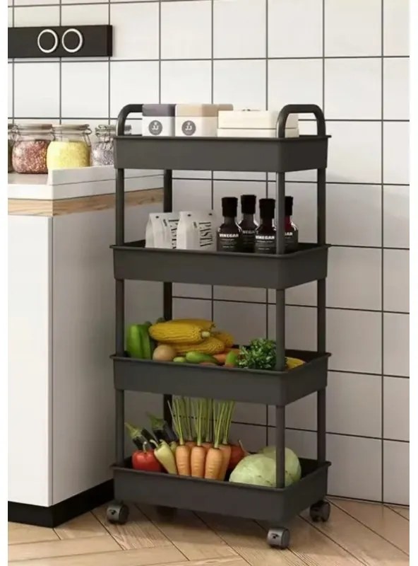 Kovový regál na kolečkách POZIO 39x27x95 cm černý