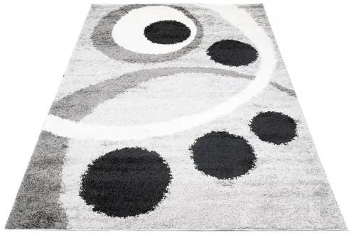 Kusový koberec Shaggy DELHI 7233A šedý krémový černý Rozměr: 160x220 cm