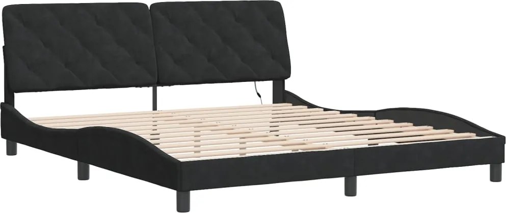 Rám postele s LED bez matrace černý 180 x 200 cm samet 3213869
