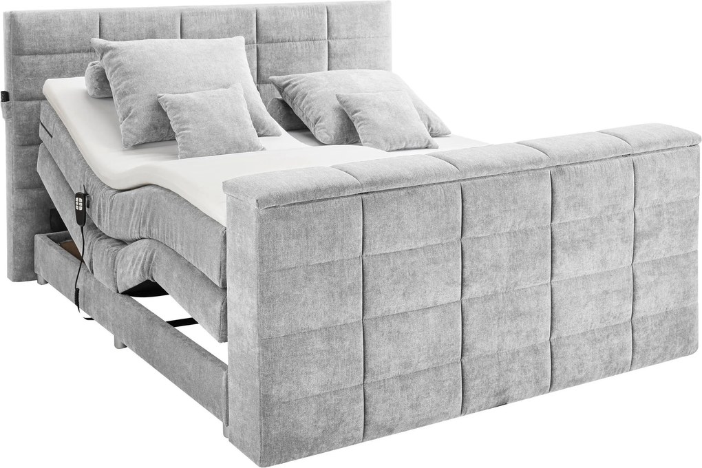 XXXLutz POSTEL BOXSPRING, 180/200 cm, barvy stříbra Carryhome - Manželské postele - 002220044902