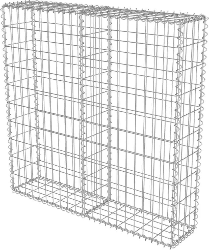 Gabionová zeď s kryty z pozinkované oceli 100 x 20 x 100 cm 143578