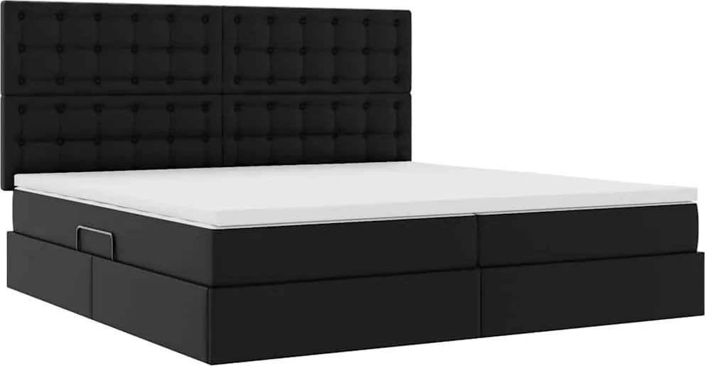 Postel s úložným prostorem s čelo Černá 200 x 200 cm Umělá kůže 3371681