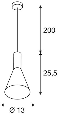 SLV 1002951 Phelia 130, kónické závěsné svítidlo 1xE27, černá/zlatá, průměr 13cm