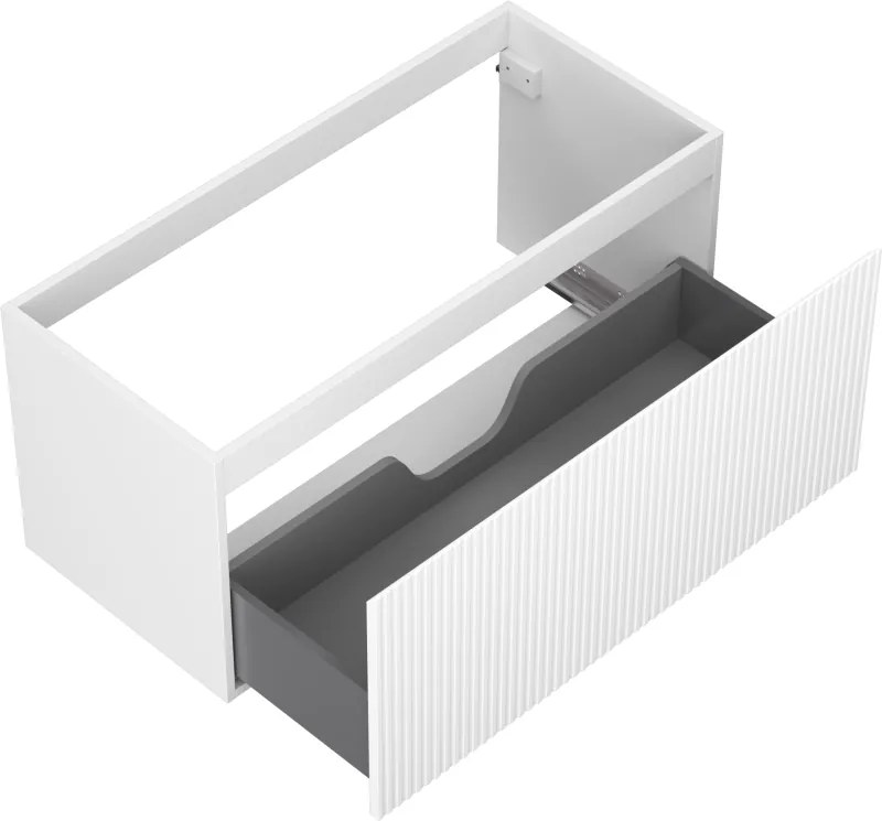 Mexen Rivel, koupelnová skříňka 100 cm, 1 zásuvka, drážkovaná, bílá matná, 91A20-10047-1-BF01