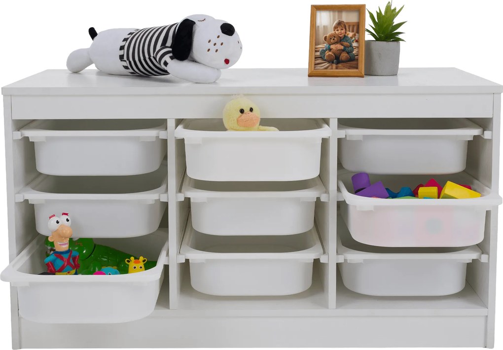 Organizér s úložnými boxy, bílá, TRIMAL