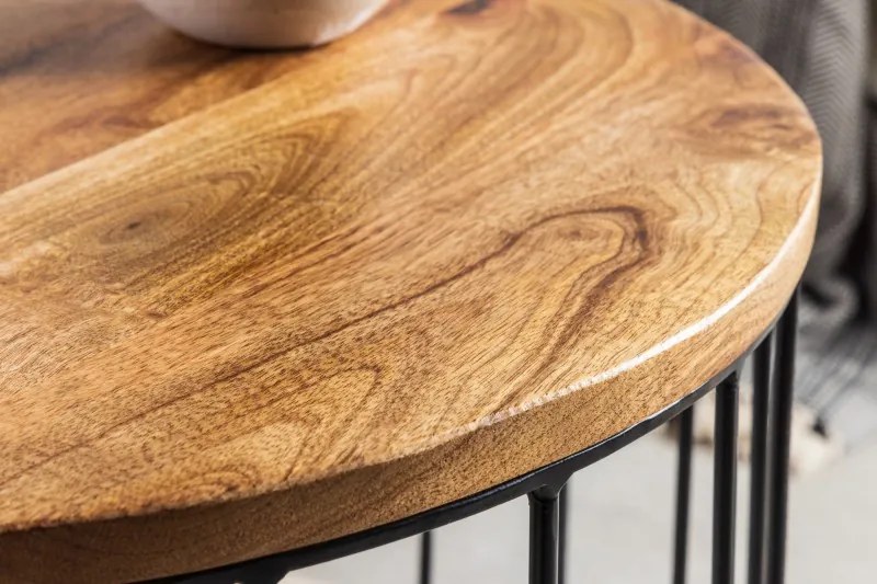 Noble Home Přírodní dřevěný kulatý odkládací stolek Loft
