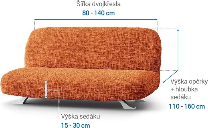 Bielastické potahy GRAFITI NOVÉ cihlové dvojkřeslo s dřevěnými rukojeťmi (š. 80 - 140 cm)
