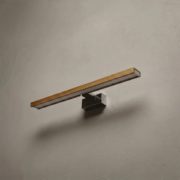 Brilagi-LED Koup osvět zrcad 3v1 WOODY MIRROR LED/12W/230V 60 cm IP44 chrom/dub