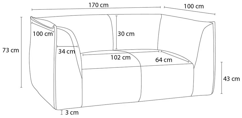Světle šedá pohovka z textilie bouclé 170 cm Giorgia – Bobochic Paris