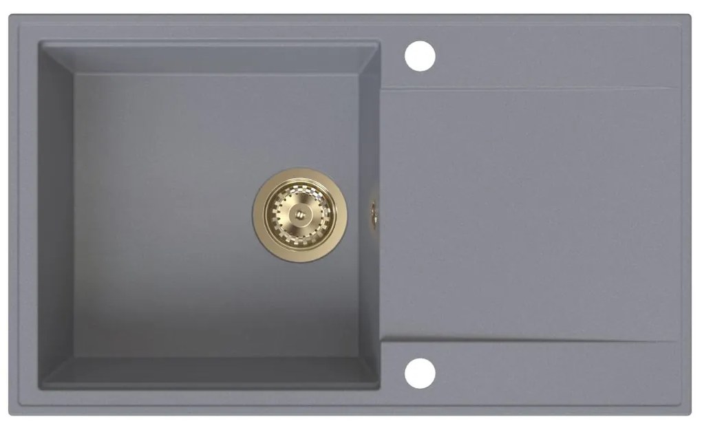 Sink Quality Sink55, kuchyňský granitový dřez 780x460x215 mm + zlatý sifon, šedá, SKQ-SINK.D.1KDOL.XG