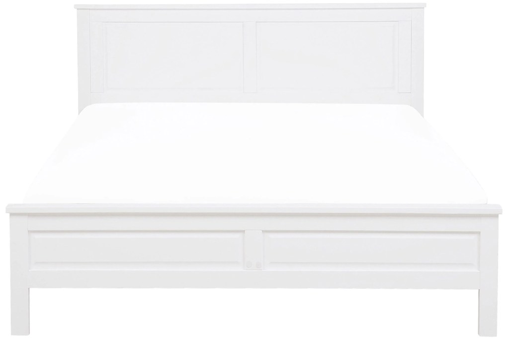Bílá dřevěná manželská postel 160x200 cm OLIVET Beliani