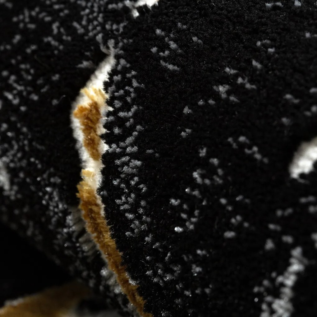 Dywany Łuszczów, Kusový koberec Allure 1963 black/gold kruh, 200x200 (průměr) kruh, černá, kancelář