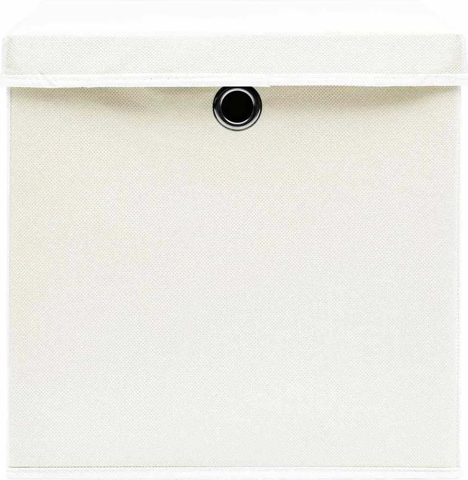 Úložné boxy s víky 4 ks bílé 32 x 32 x 32 cm textil 288350