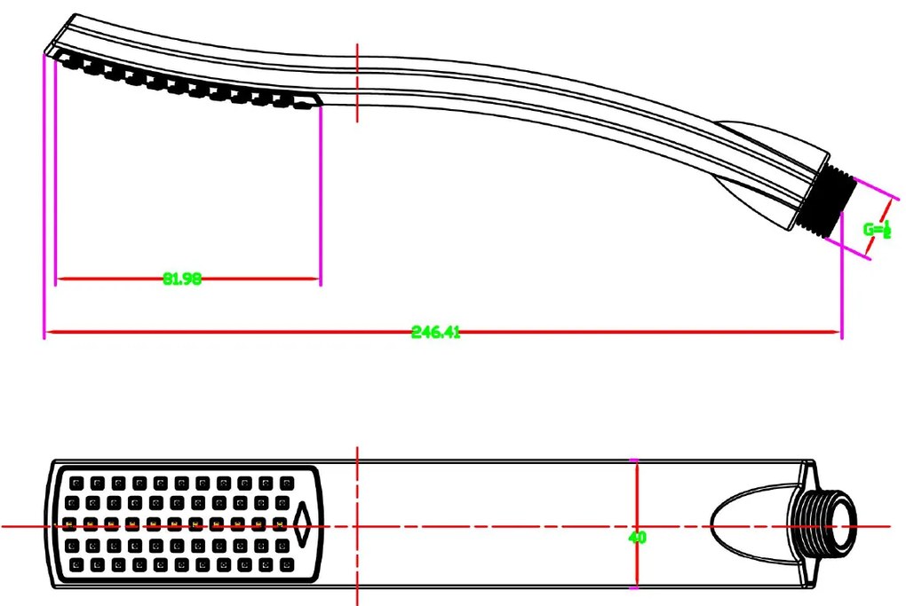 Sapho, Ruční sprchová hlavice, zahnutá, 230mm, ABS/chrom, 2622