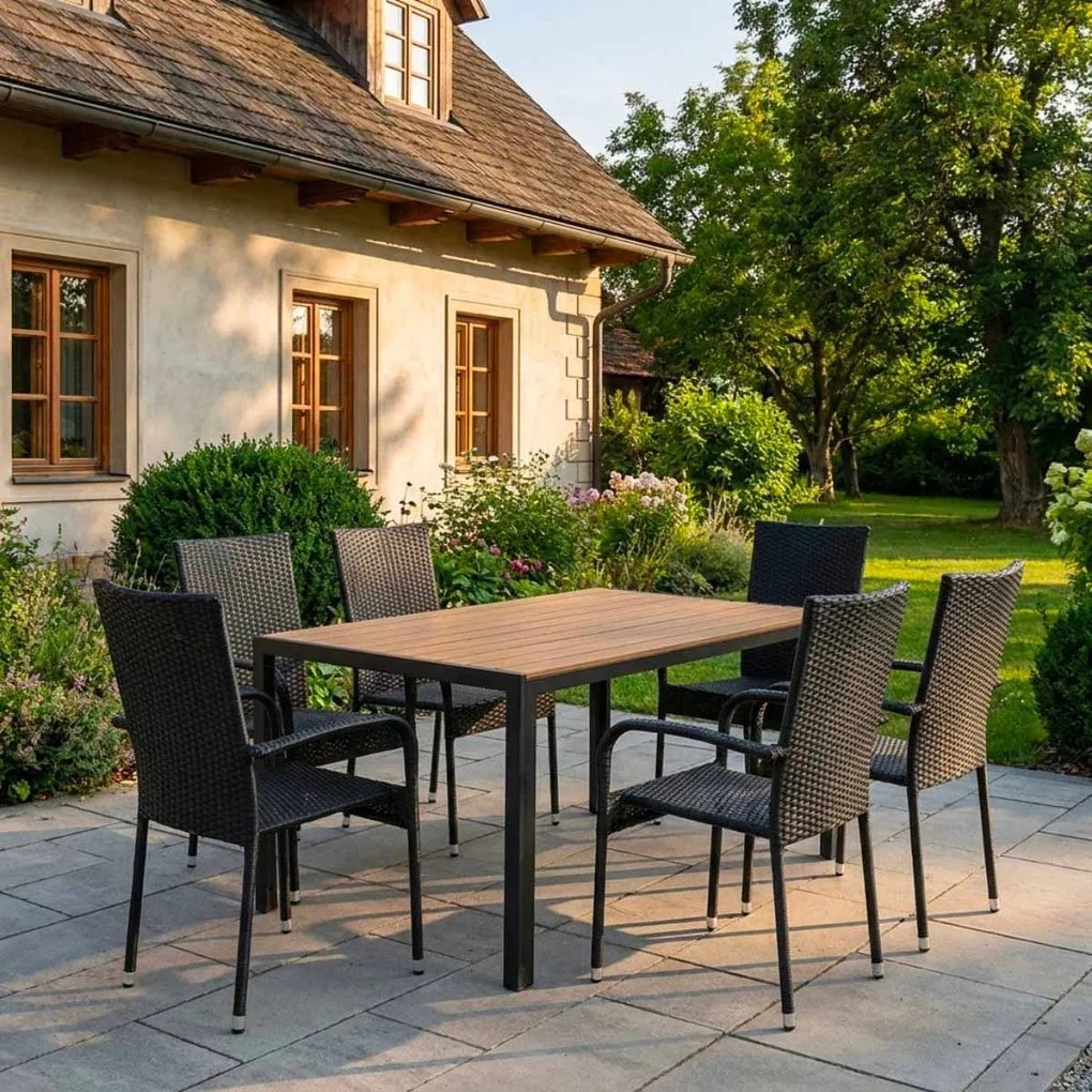 Vikio Zahradní ratanový set 150x90 pro 6 osob DT276-P přírodní