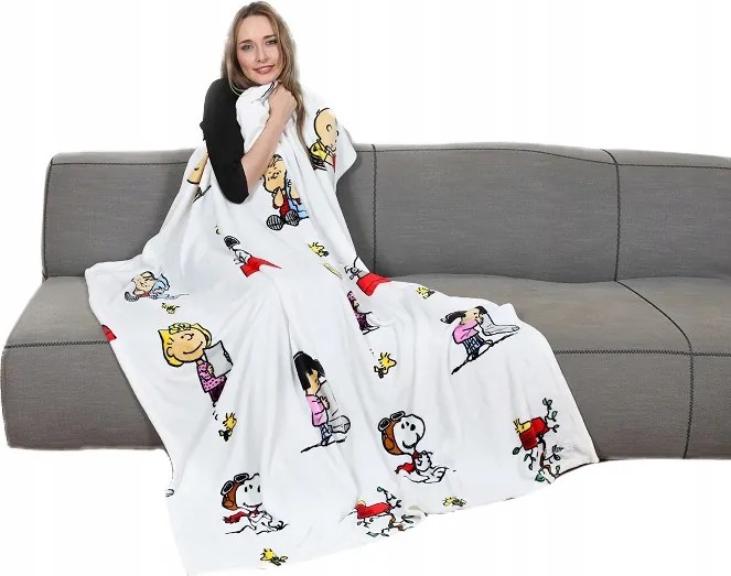 Premium Značková Deka Milý Teplý Měkký Přehoz Deka Snoopy 130X170cm Kn