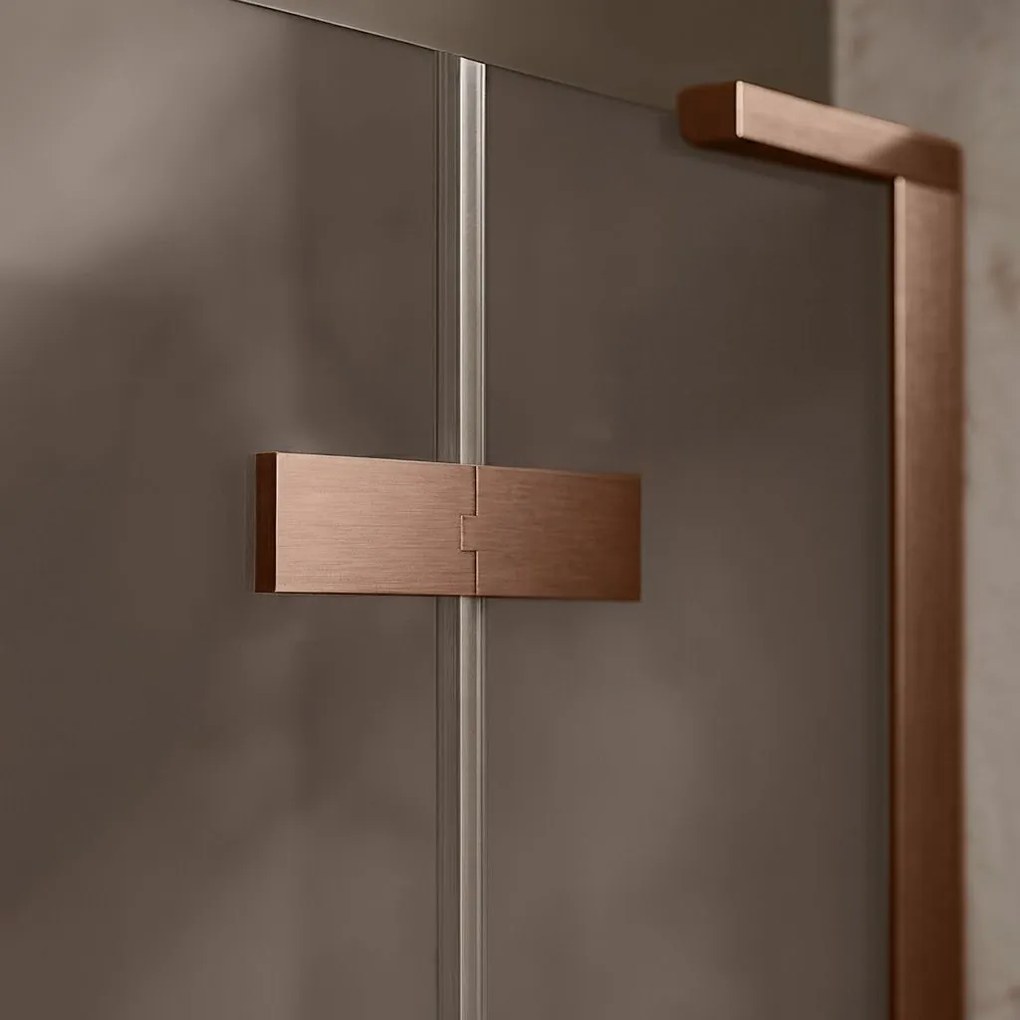 Rea Hugo, 1-křídlový sprchový kout 100 (dveře) x 80 (stěna) x 200 cm, 6mm šedé sklo, měděný profil, KPL-K6967