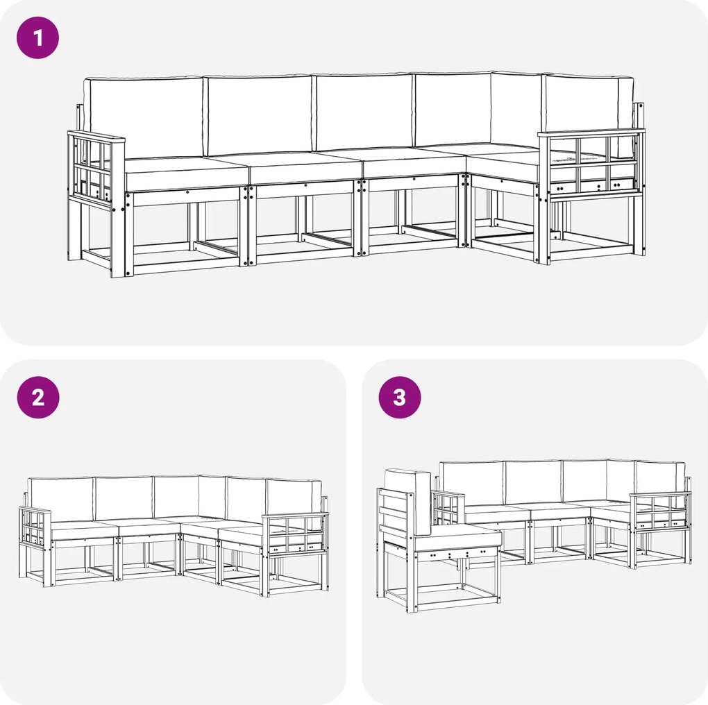 Venkovní pohovková souprava 5 ks Bílá a béžová 3387642