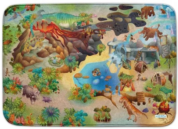 HOUSE OF KIDS Dětský hrací koberec Dinosauři 3D Ultra Soft 130x180 zelenohnědý