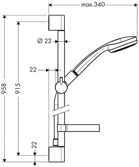 Hansgrohe Croma 100, sprchová souprava Mona, 1 proud, chromová, HAN-27724000