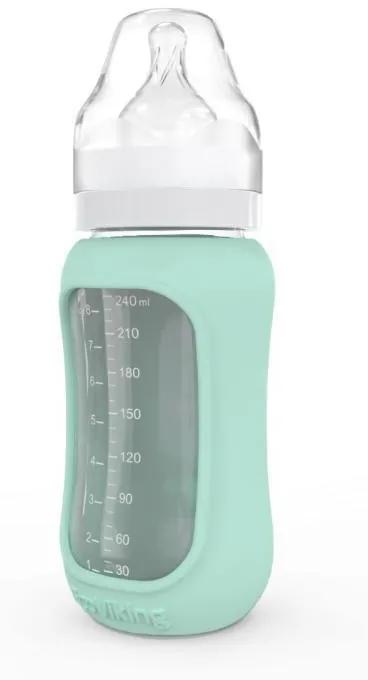 EcoViking Kojenecká lahev skleněná 240 ml široká silikonový obal Pink levander