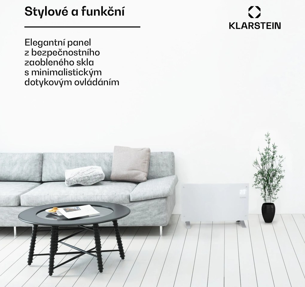 Klarstein Bornholm Curved Ambient, konvektor, 1000/2000 W, bílý