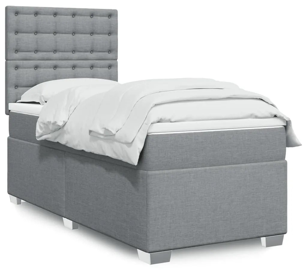 Box spring postel s matrací světle šedá 90x200 cm textil 3290385