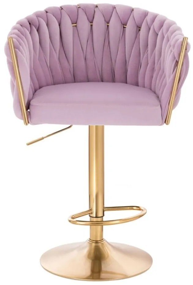 LuxuryForm DESIGN Barová židle NORDEN VELUR na zlaté kulaté podstavě - levandule