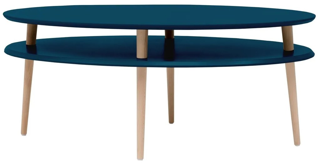 Ragaba Oválný konferenční stolek Otorten High, 110x70x45 cm, petrolejová/přírodní