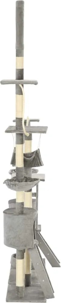 Škrabadlo pro kočky se sisalovými sloupky 230–250 cm šedé 170617