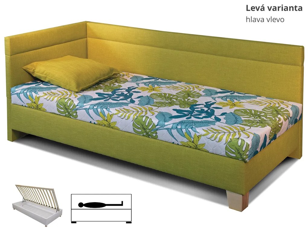 NEW DESIGN postele Válenda VARIO s čely a úložným prostorem, matrace a rošt v ceně, 80×200 cm Velikost postele: 80 × 200 cm, Strana: Pravá