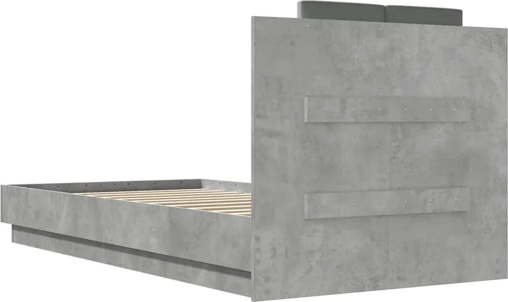 Rám postele s čelem betonově šedý 90 x 190 cm kompozitní dřevo 3209971
