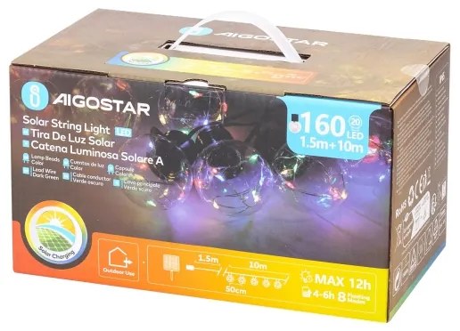 Aigostar - LED Solární vánoční řetěz 20xLED/8 funkcí 11,5m IP65 multicolor
