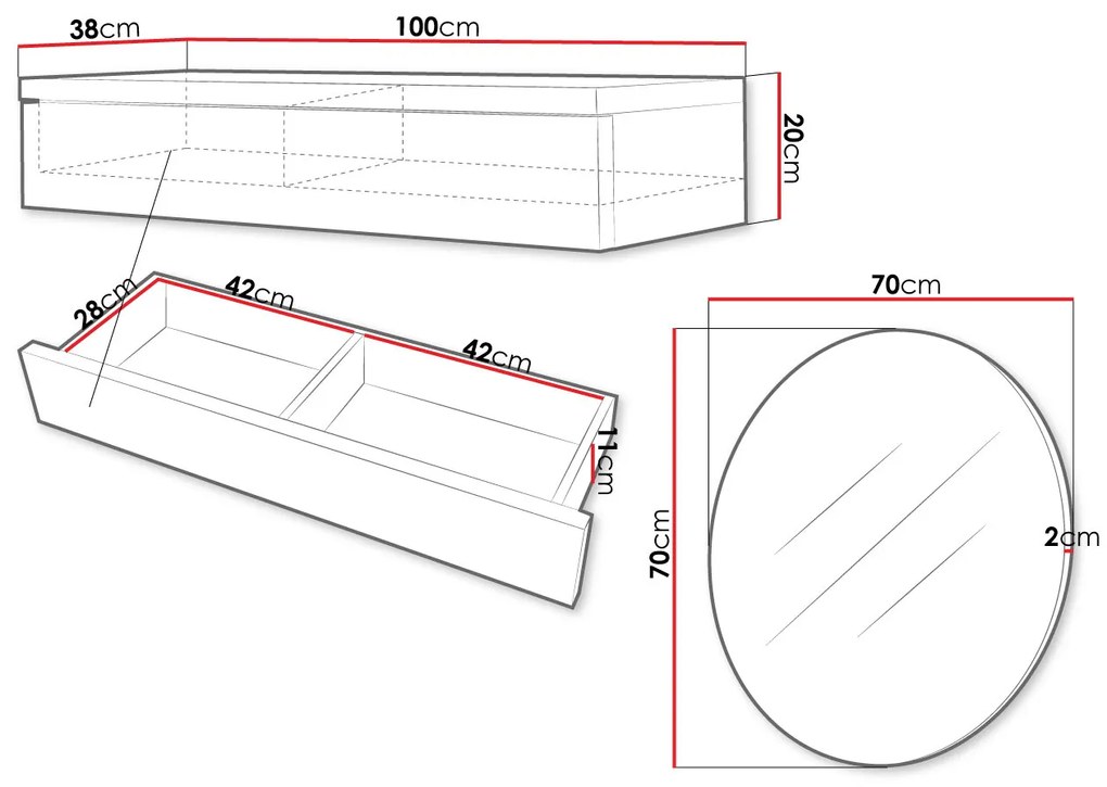 Toaletka se zrcadlem SANCO - bílá / lesklá bílá