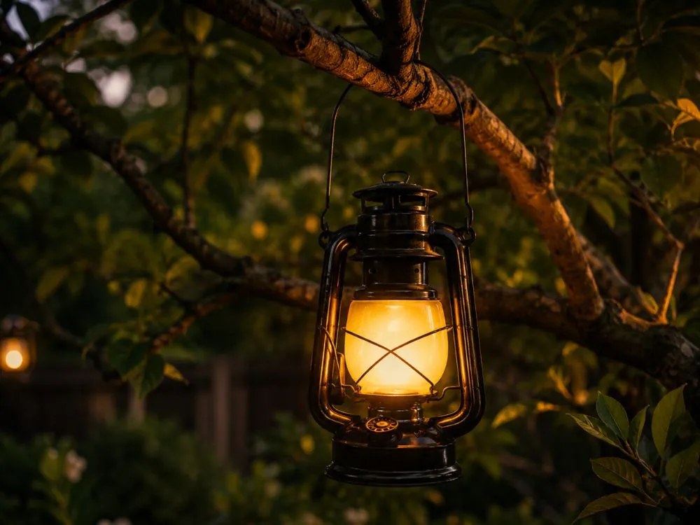 Verk Group Retro led lampion pro turisty a kempování, dekorativní, s usb nabíjením a efektem plamenů