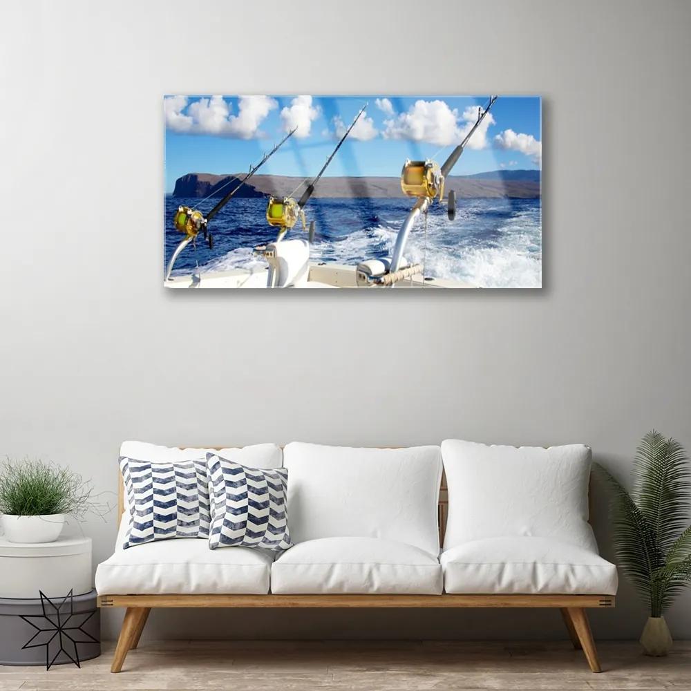Obraz na skle Rybaření Moře Krajina 100x50 cm