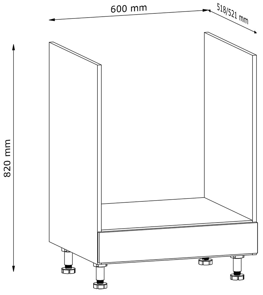 LANGEN ap | dolní skříňka D60ZK pro vestavnou troubu | push open | artisan