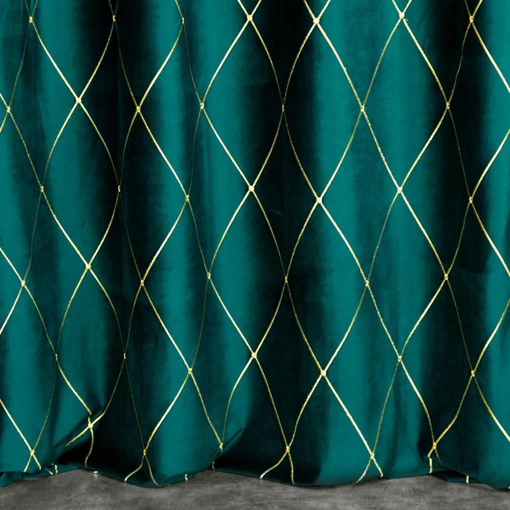 ZATEMŇOVACÍ ZÁVĚS NA KROUŽCÍCH PIERRE CARDIN MARGO 140X250 CM TYRKYSOVÁ